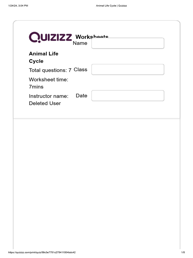 Animal Life Cycle - Quizizz - PDF 4 | PDF | Pupa | Butterfly