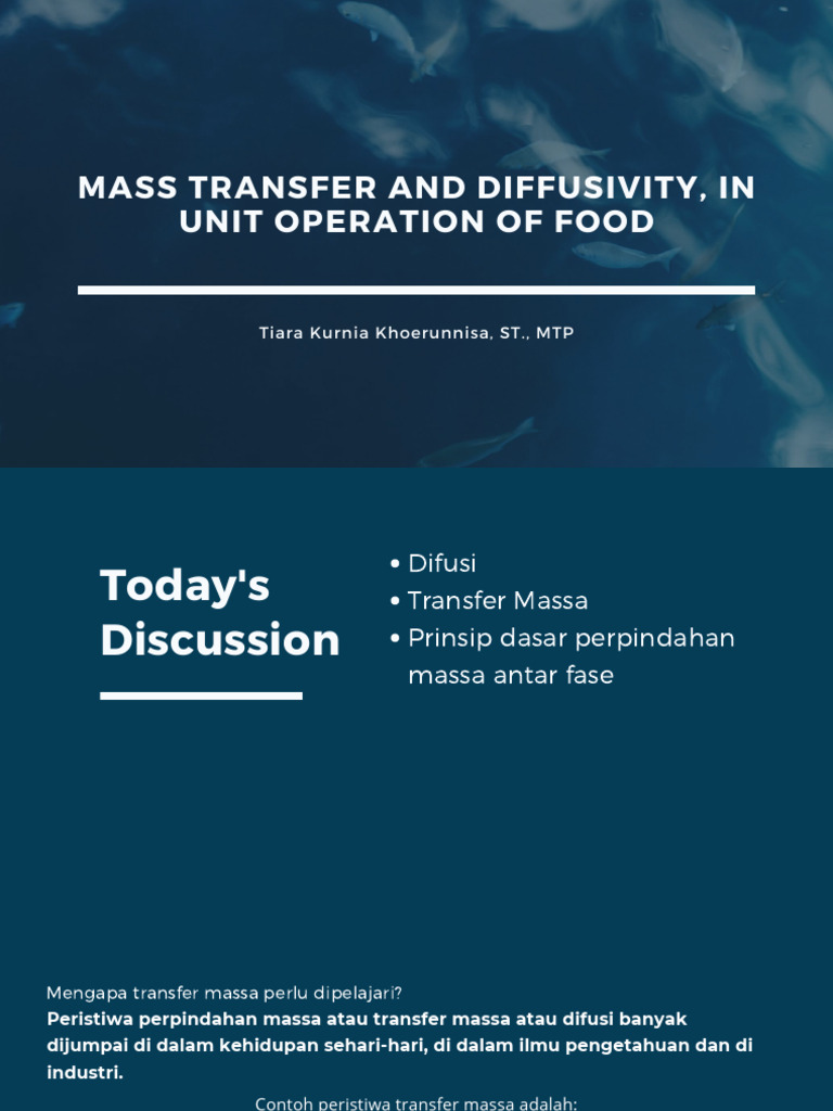 Mass Transfer, Diffusivity, and Convective Mass Transfer Coefficient in ...