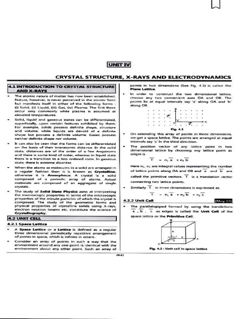 Unit 4 Crystal Structure, X-Rays - Physic | PDF | Crystal Structure | Mineralogy