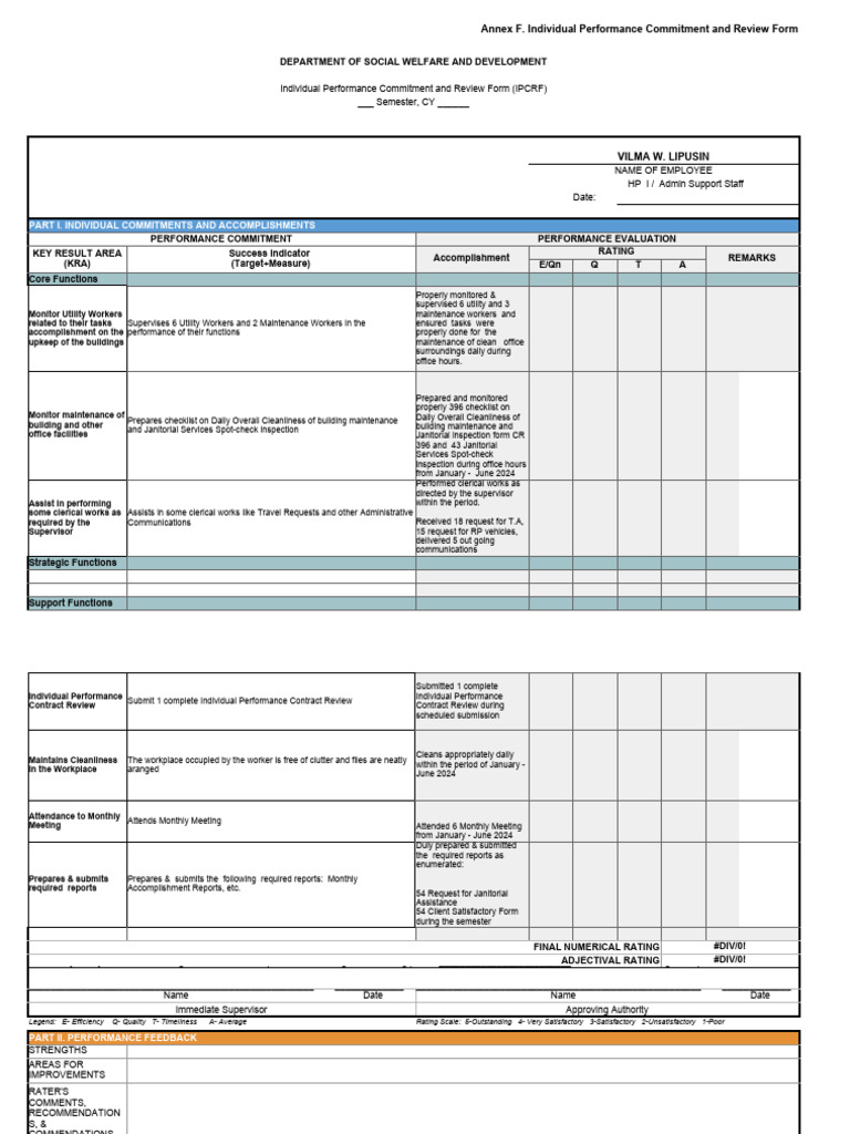 New Template IPCRF Vilma Lipusin (January - July 2024) | Download Free ...
