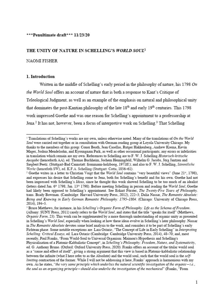 Schelling's World Soul: Nature's Unity | PDF | Immanuel Kant | Idealism