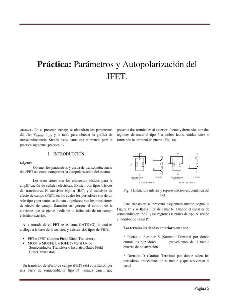 Practica Lab Autopolarizacion Del JFET | PDF | Transistor | Transistor de efecto de campo