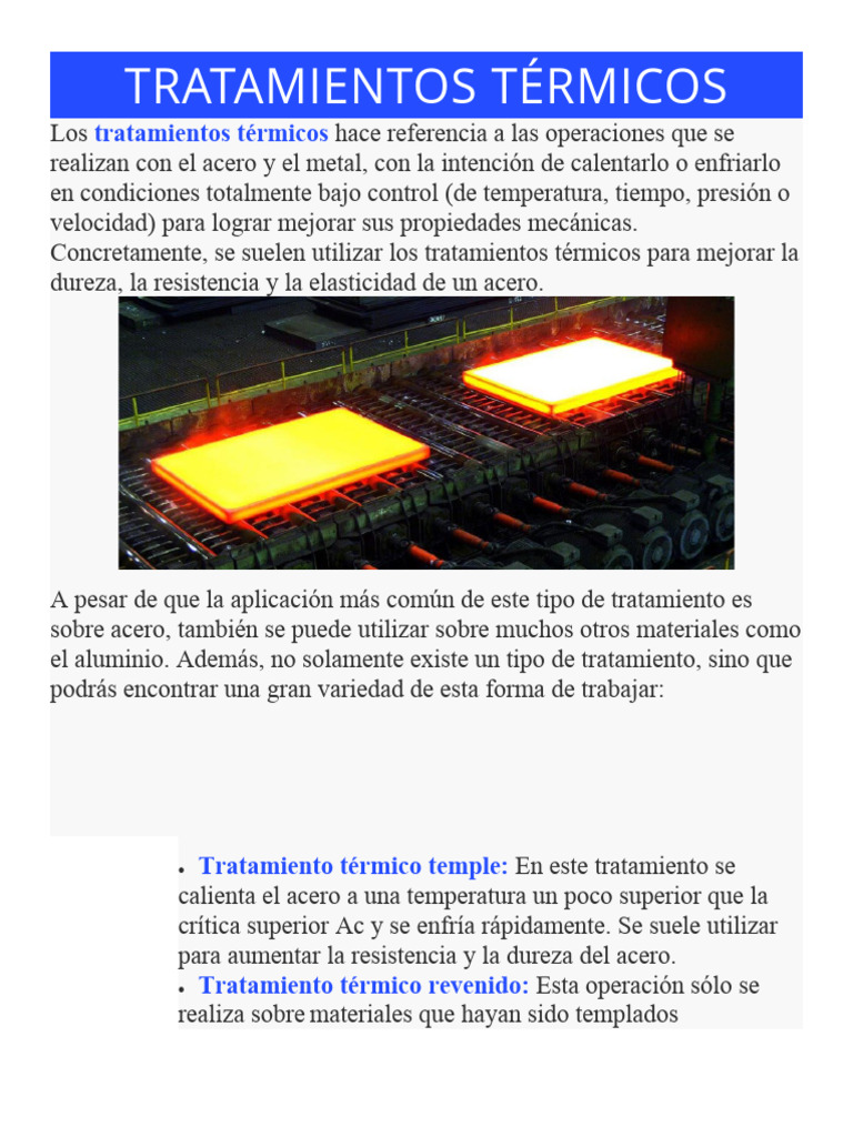 Tratamientos Térmicos | Descargar gratis PDF | Tratamiento a base de calor | Acero