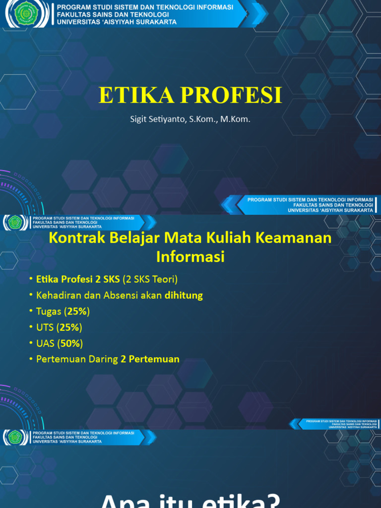 Materi Pertemuan 1 Etika Profesi Etika Profesi 20230314 100447 | PDF | Sains & Matematika
