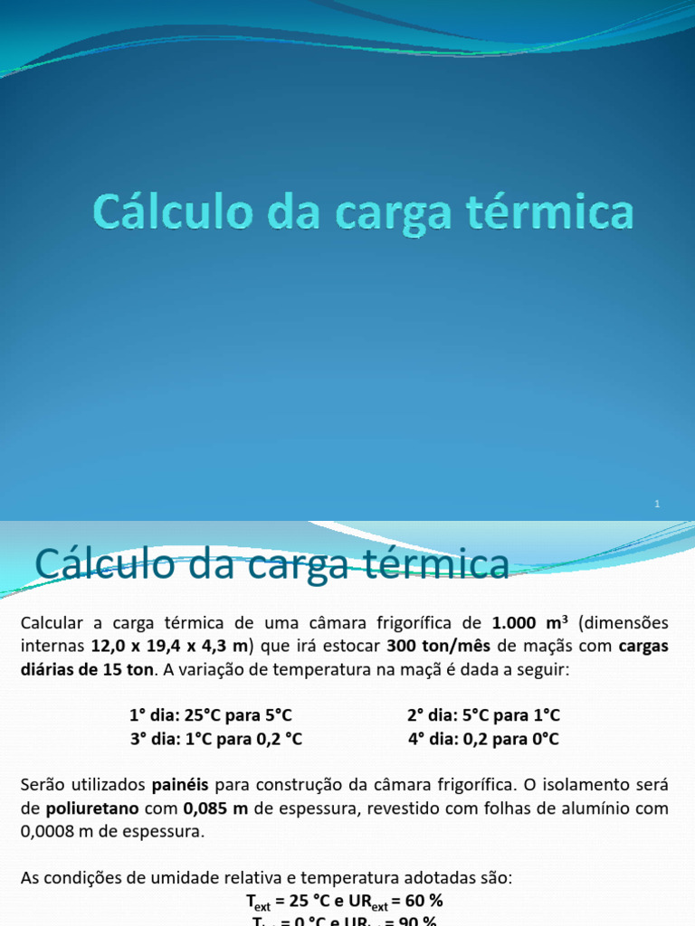 Cálculo da Carga Térmica em Câmara Frigorífica | PDF | Temperatura ...