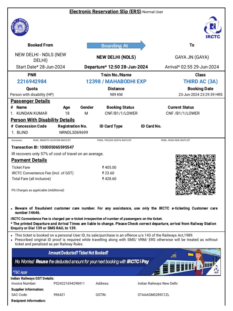 Kundan Ticket | PDF | Identity Document | Payments