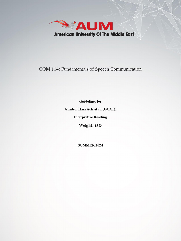 COM114 GCA 1 Interpretive Reading | PDF | Speech | Human Communication