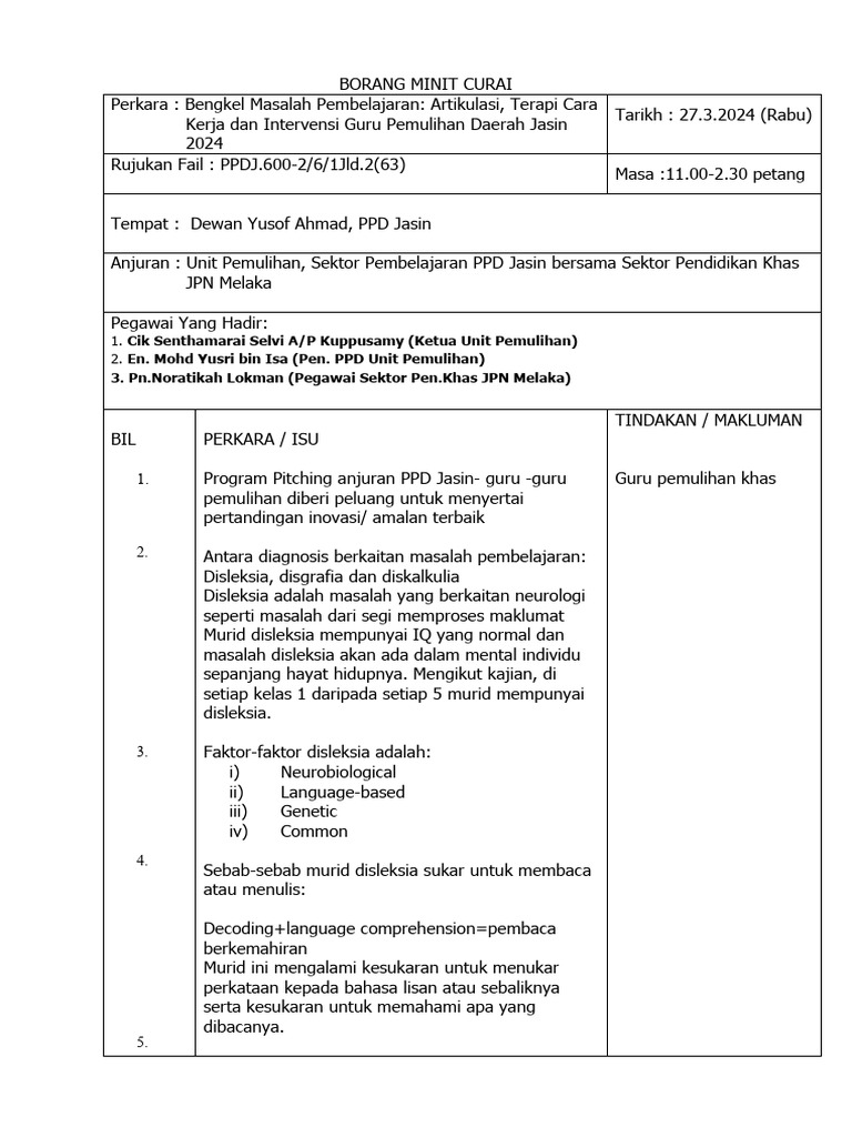 Minit Curai PML | PDF | Karier & Perkembangan | Seni & Disiplin Bahasa