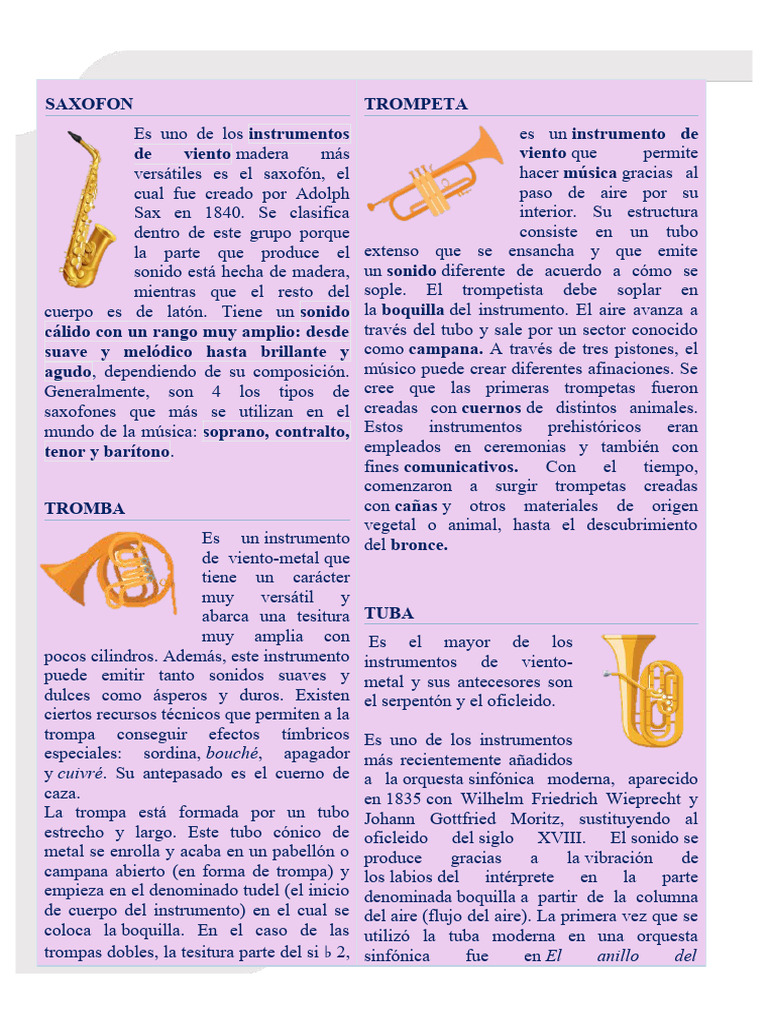 Instrumento de Vientos | PDF | Instrumentos de latón | Cuerno francés