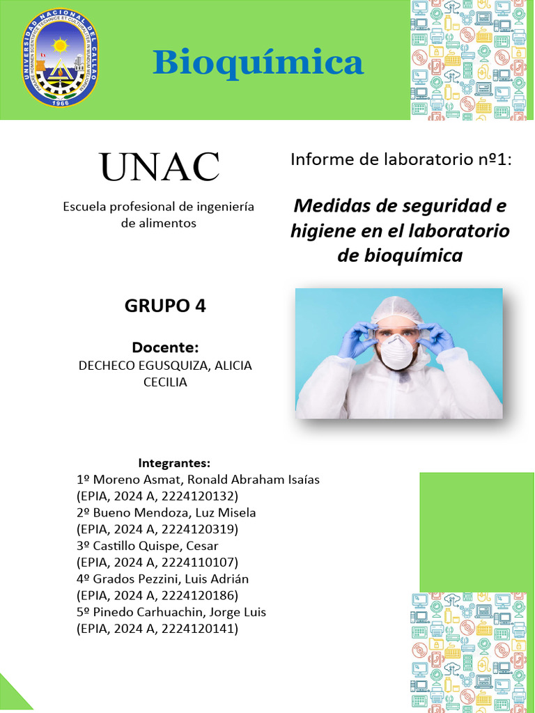 Informe 1, Bioquimica | PDF | Laboratorios | Materiales