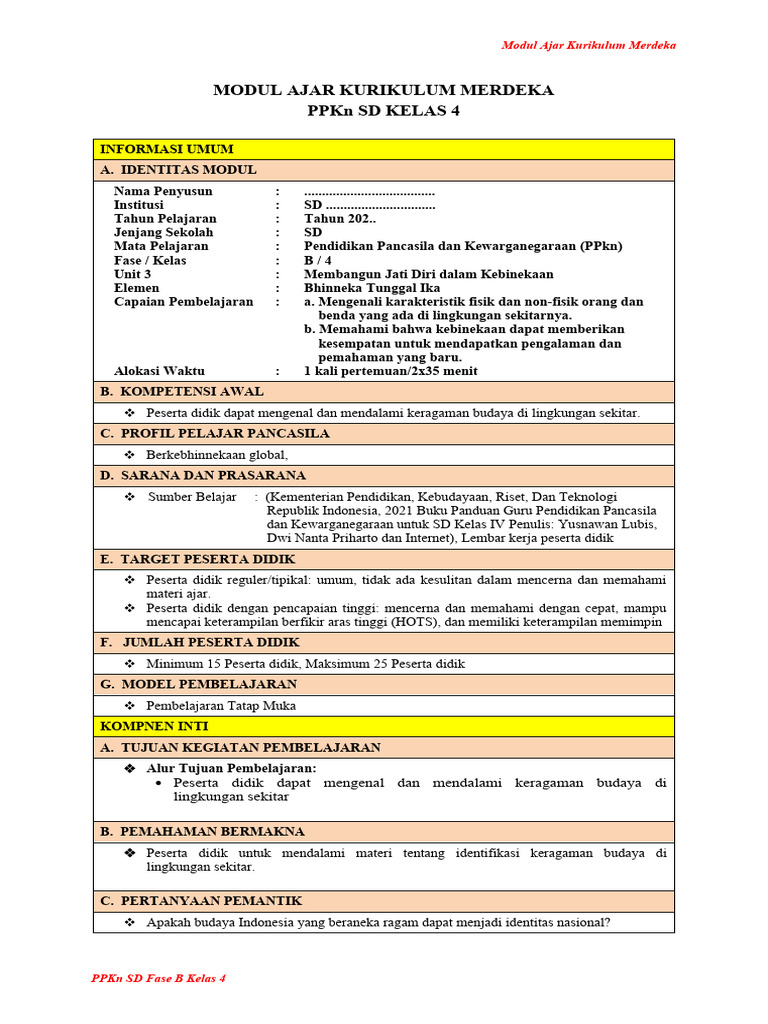 Modul Ajar PPKN Unit III | PDF