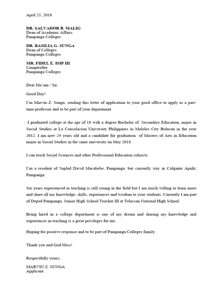 Applicatio letter | PDF