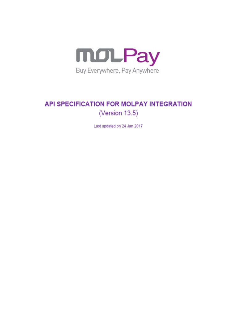 Api Specification For Molpay Integration: (Version 13.5) | PDF | Debit Card | Credit Card