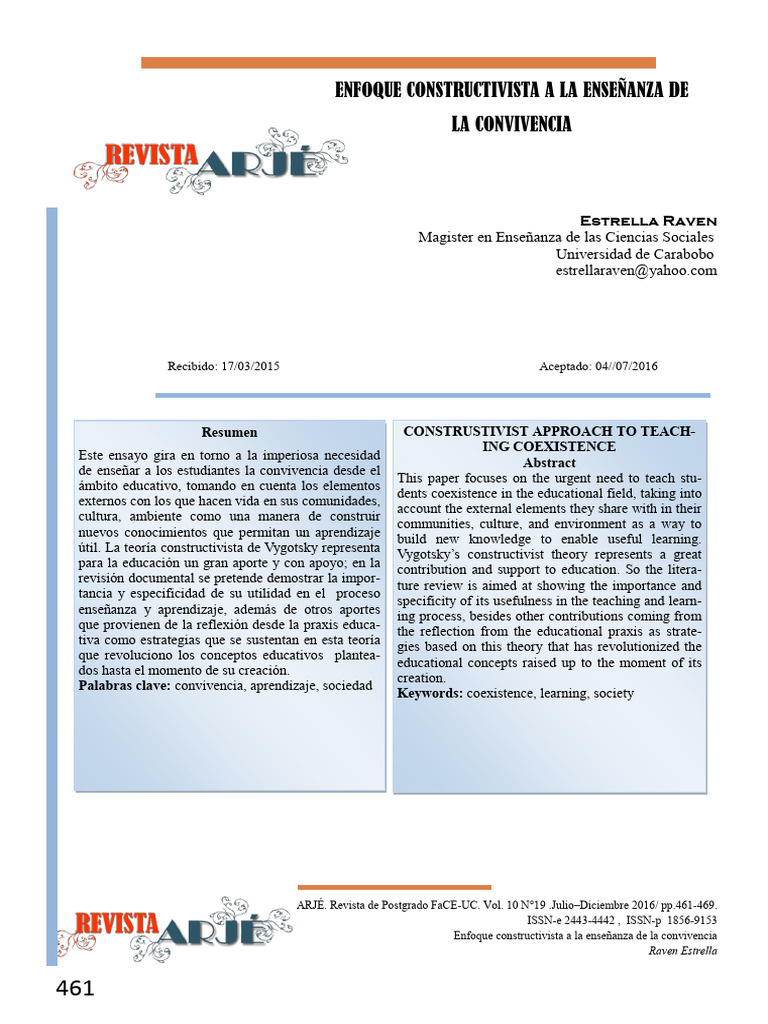 Enfoque Constructivista en Convivencia | PDF | Aprendizaje ...