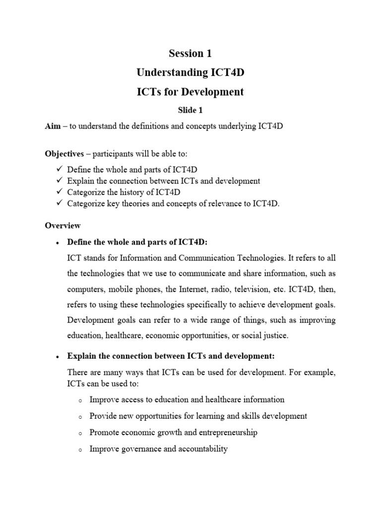 summary of ICT4D | PDF | Official Development Assistance | Information ...