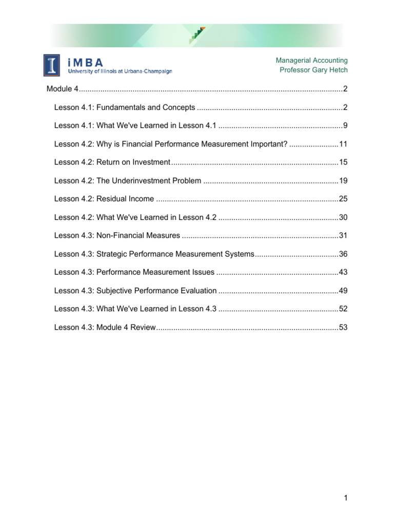 Module 4 Lecture Transcripts Pdf Return On Investment Investing
