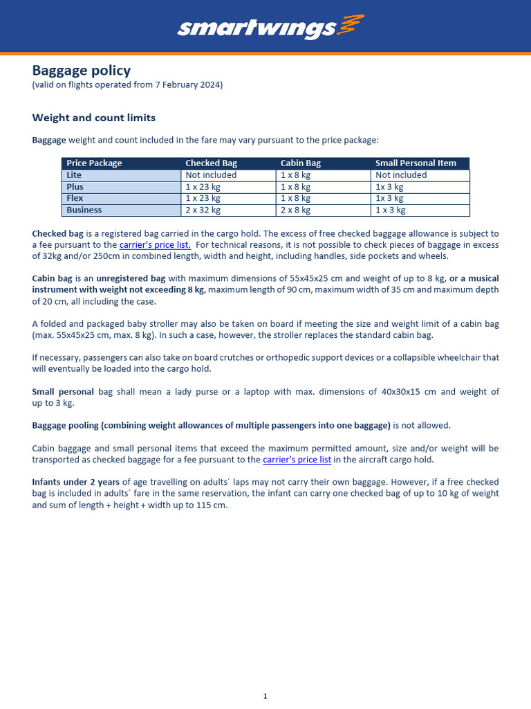 Baggage Policy | PDF | Baggage