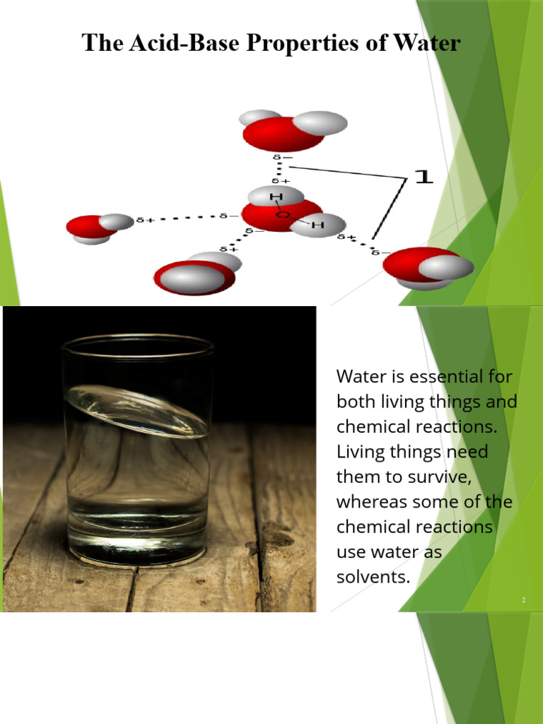 The Acid-Base Properties of Water | PDF | Molecules | Chemical Substances