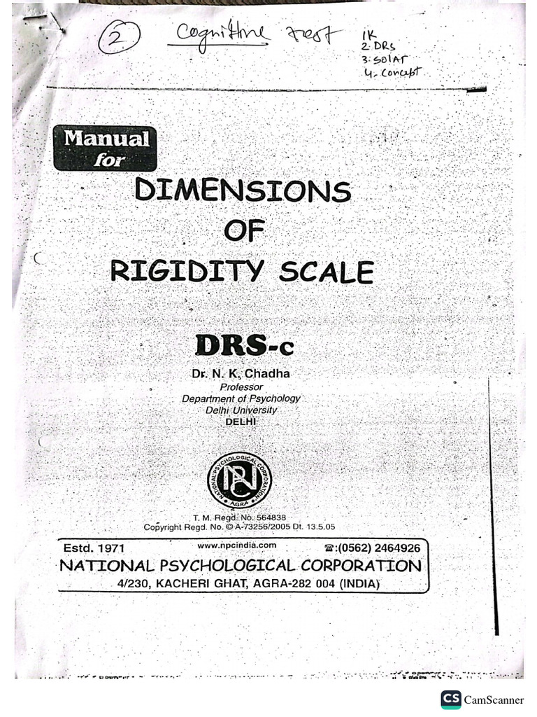 Manual (Dimensions of Rigidity Scale) | PDF