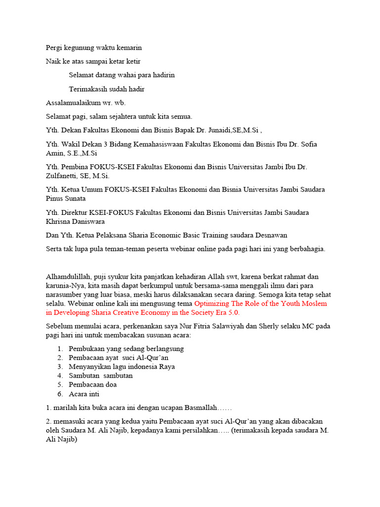 Teks Kegiatan MC Formal | PDF