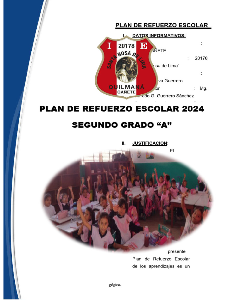 Plan de Refuerzo Escolar 2do Grado | PDF | Evaluación | Geometría