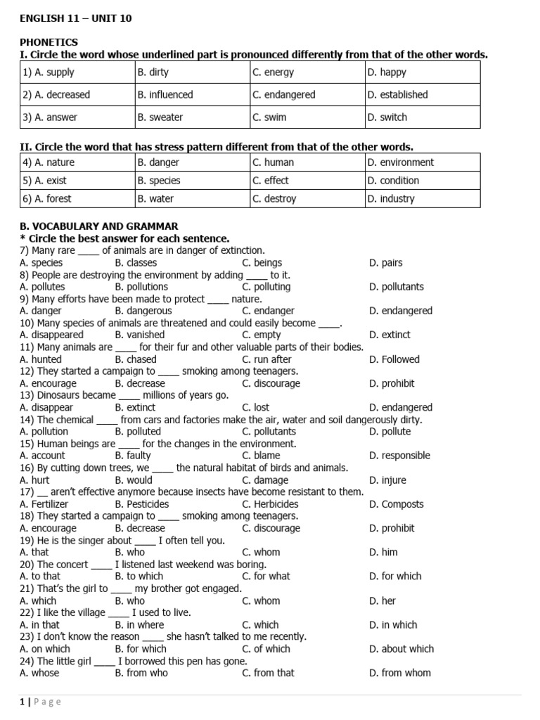 E11. Unit 10. Q3 | PDF | Sea | Pollution