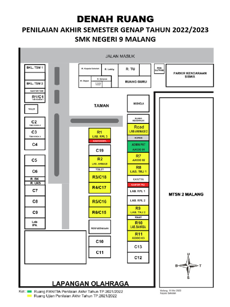 Denah Ruang Ujian & Tempat Duduk Siswa | PDF