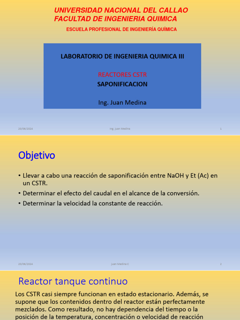 REACTOR CSTR | PDF | Reactor Quimico | Hidróxido de sodio
