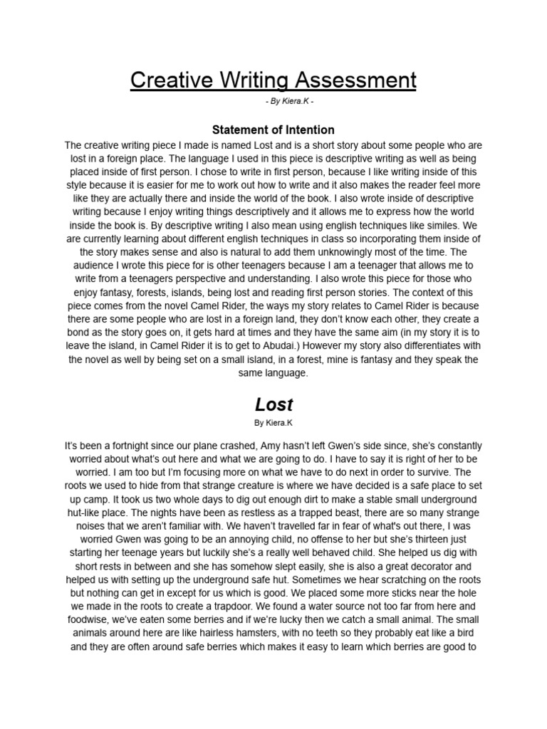 Creative Writing Assessment | PDF | Language Arts & Discipline | Poetry