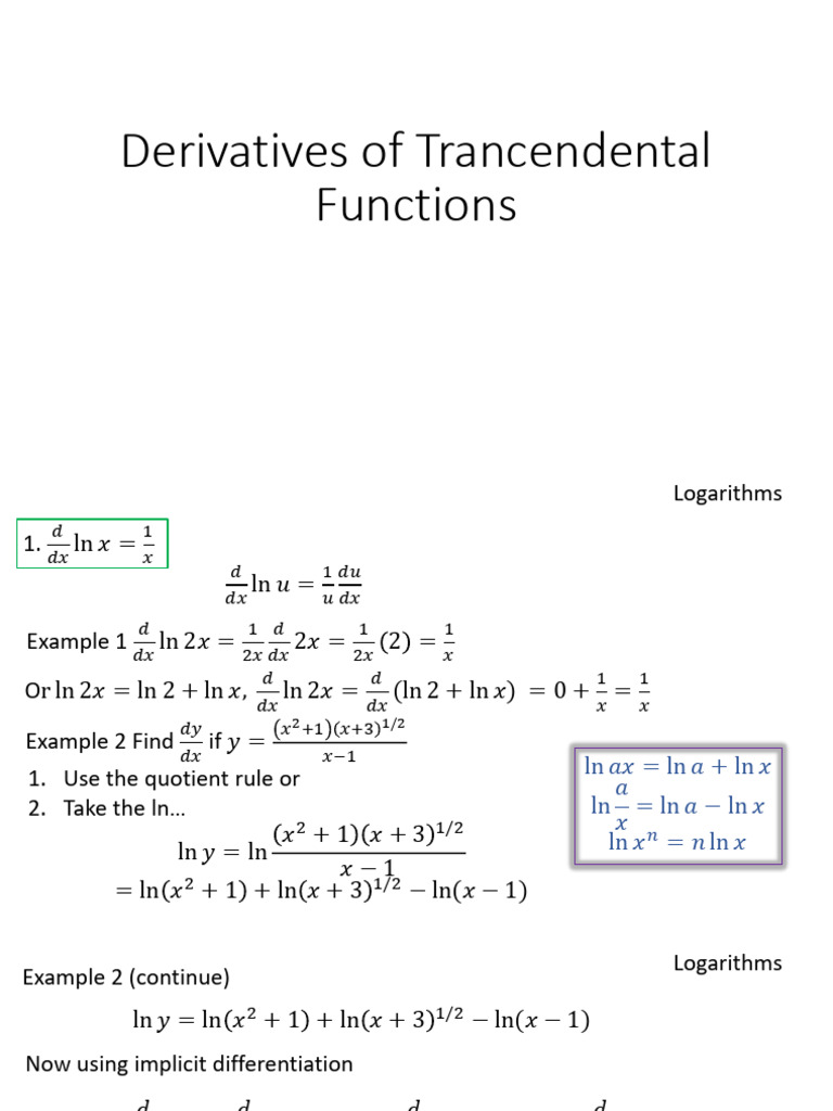 6.2 Derivatives of Trancendental Functions | PDF | Trigonometric ...