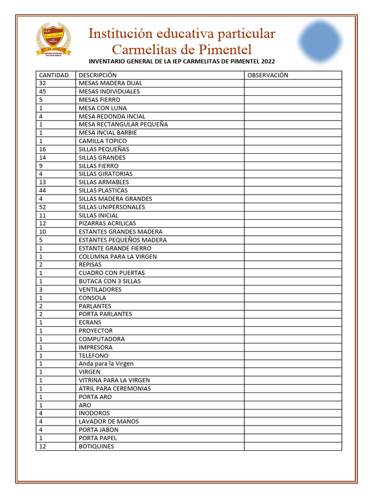 Inventario General | PDF