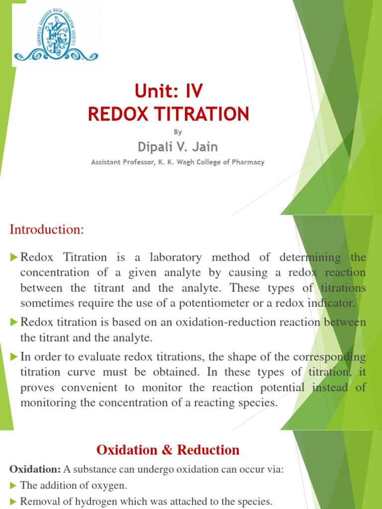 FY - PA I - Redox Titration | PDF | Titration | Chemistry