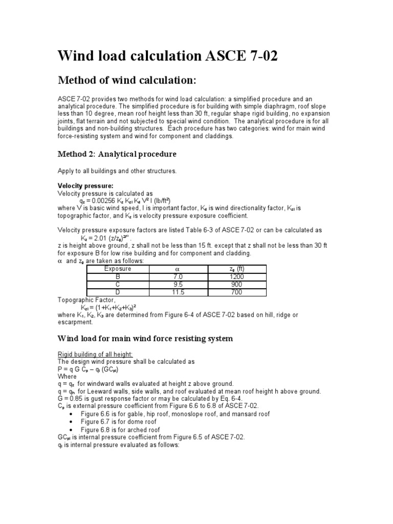 Wind Load Calculation ASCE 7 Analytical Procedure 2 | PDF | Wound ...