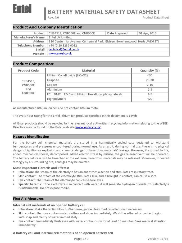 Entel - Cnb451e-Cnb550e-Cnb950e-2016 | PDF | Battery (Electricity ...
