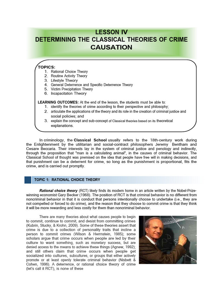 Determining The Classical Theories Of Crime Pdf Crime And Violence Crimes