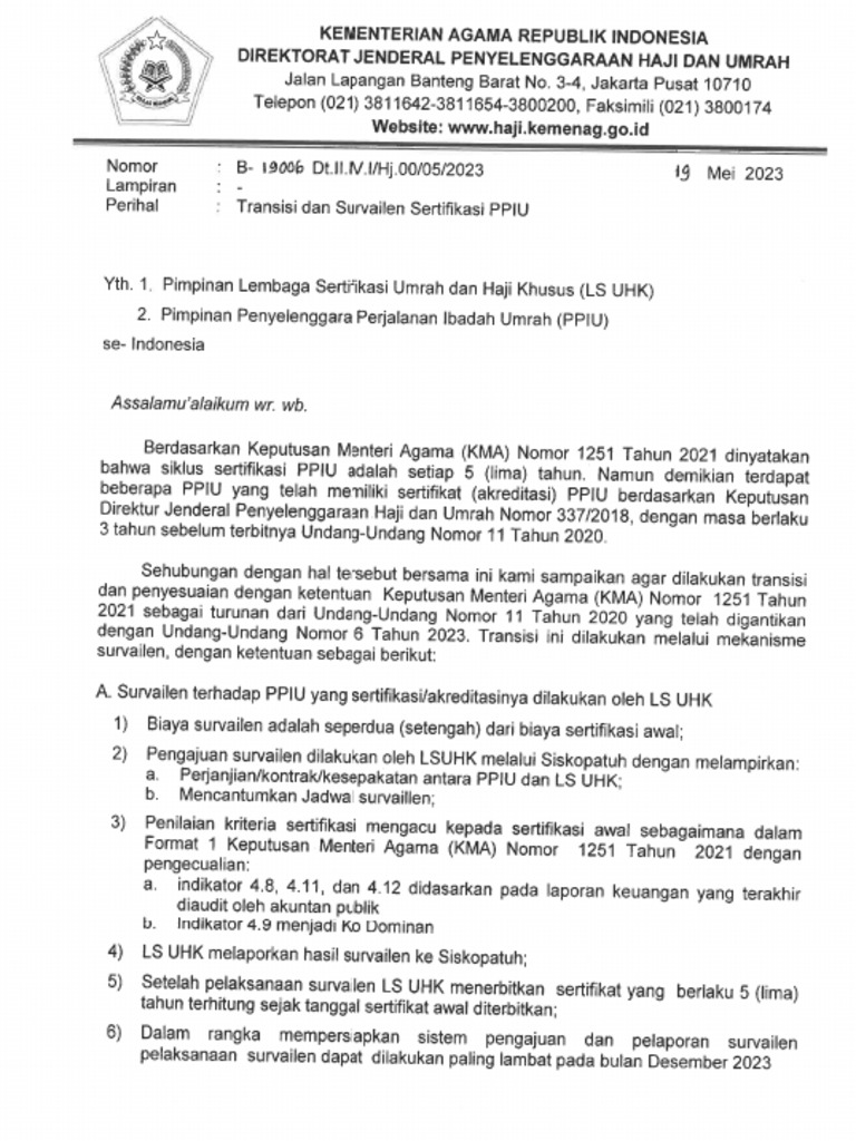 Dirbina UHK - Transisi & Survailen Sertifikasi PPIU | PDF