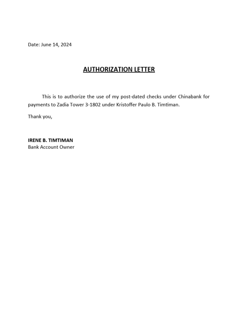 Authorization Letter | PDF