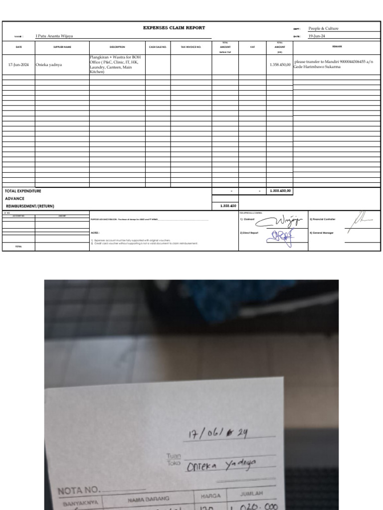 Expense Claim Report ABUD - 19 June 2024-Merged | PDF | Money | Economies