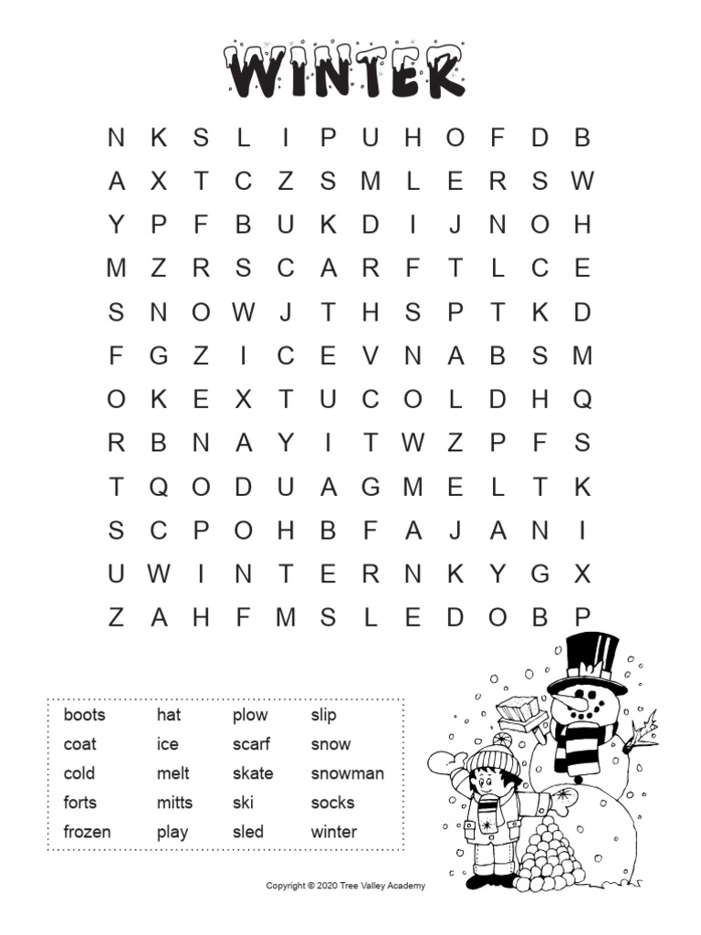 Winter Word Searches | PDF | Water Ice | Precipitation