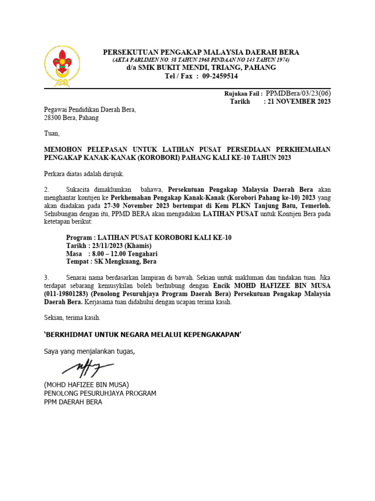 Surat Latihan Pusat Korobori | PDF