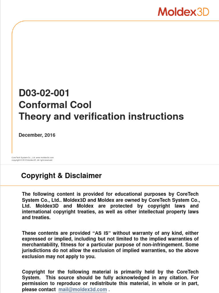 D03!02!001 Conformal Cool - Theory and Verification Instructions | PDF | Heat Transfer | Materials
