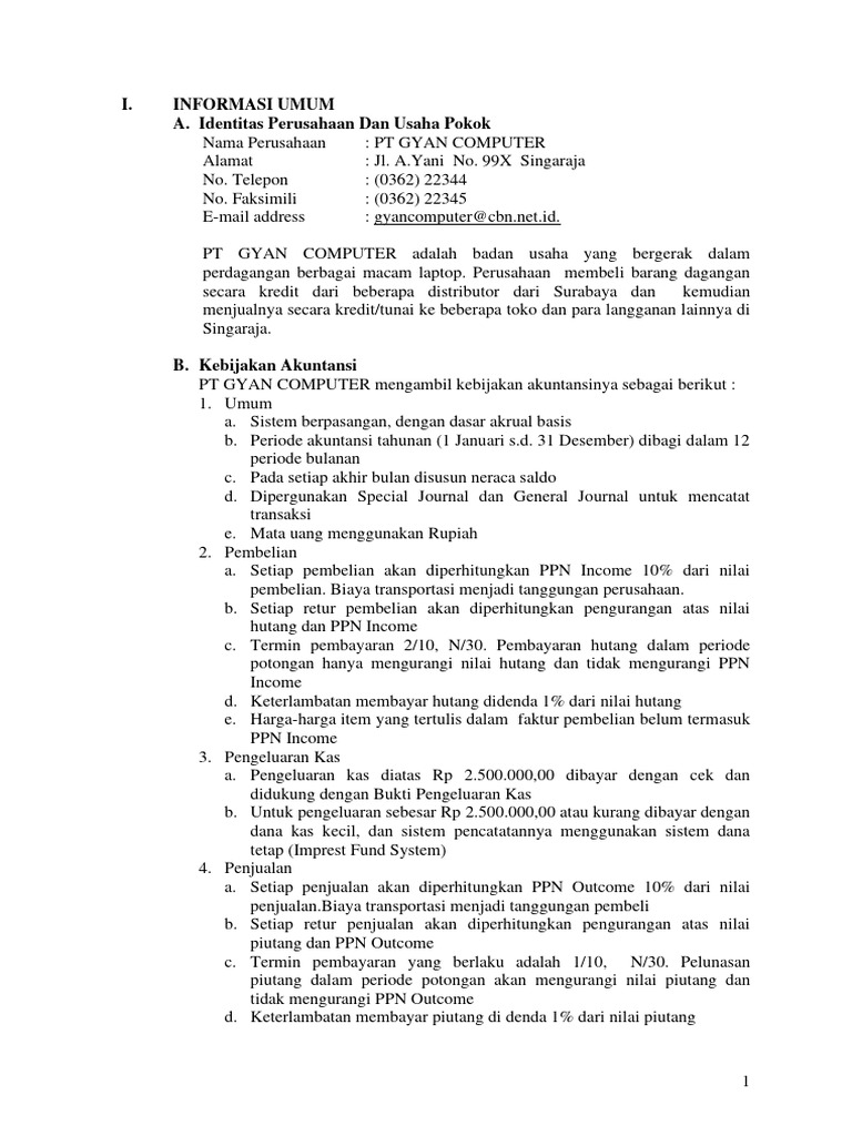 Kebijakan Akuntansi PT Gyan Computer | PDF