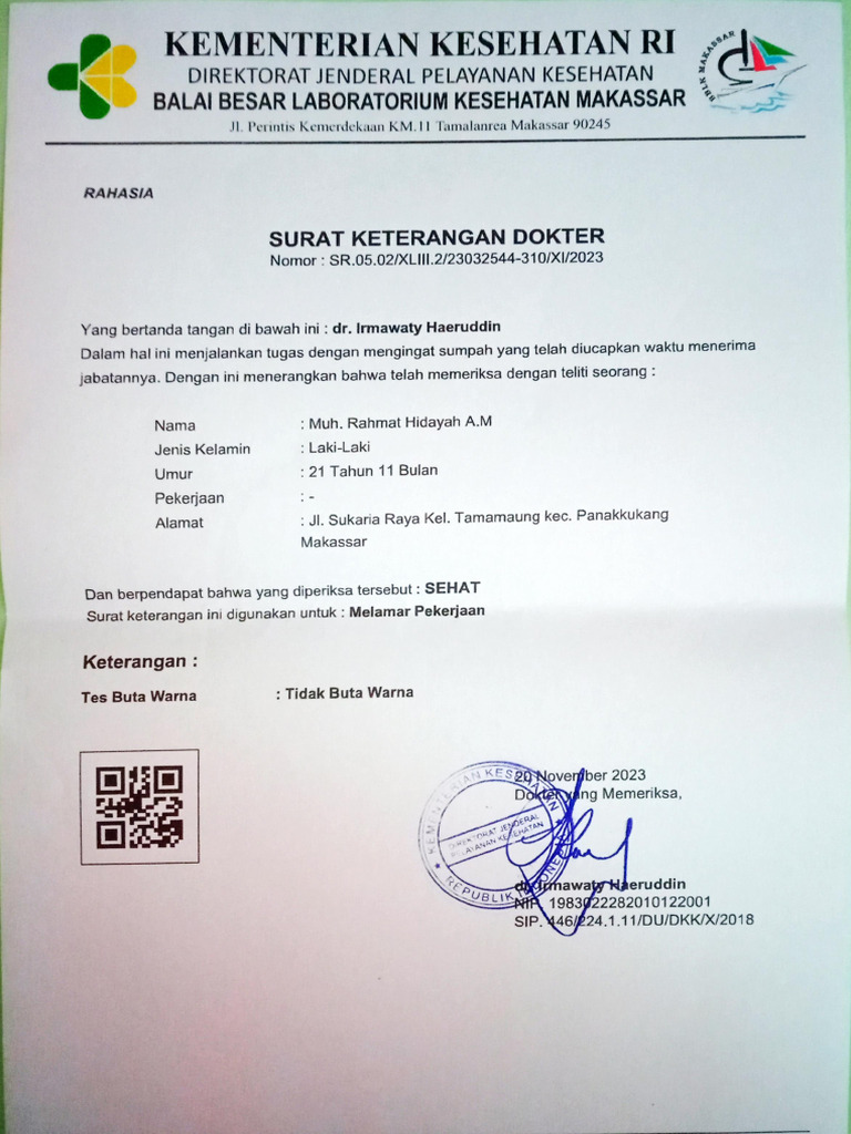 SK (Tidak Buta Warna) - Muh. Rahmat Hidayah AM | PDF