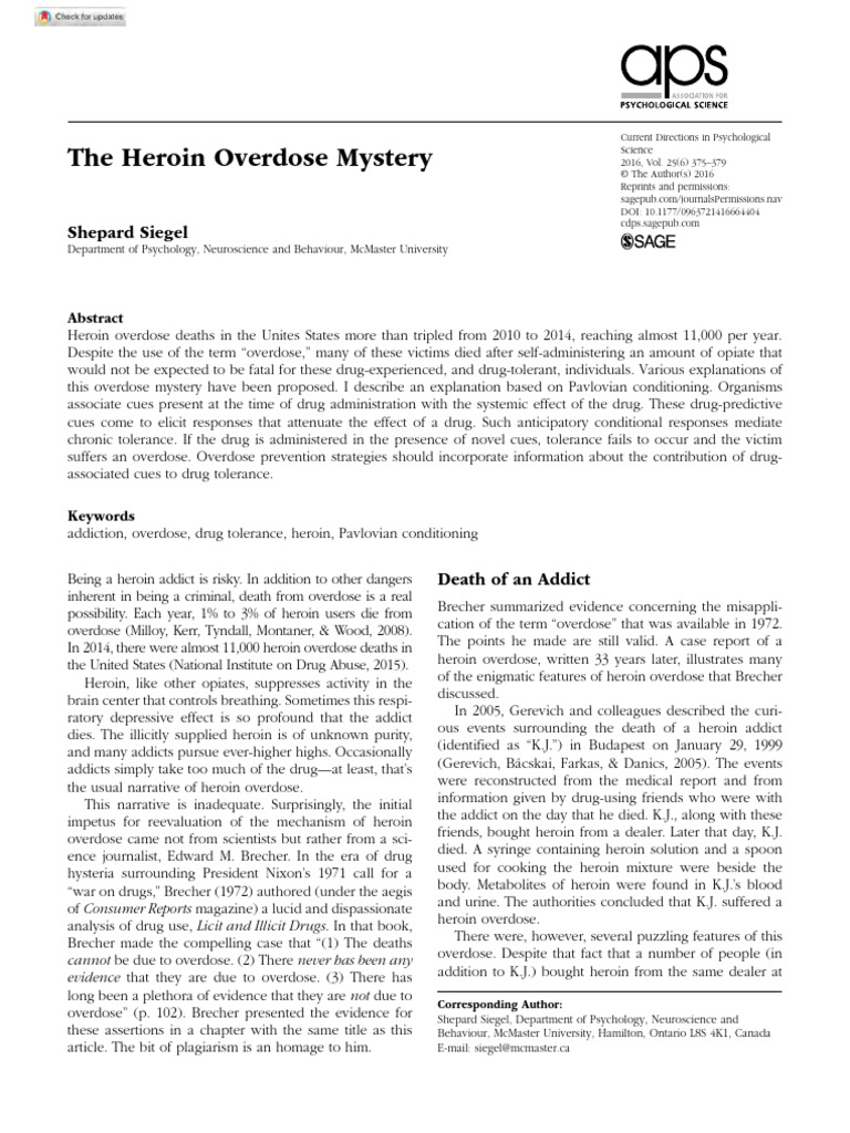 The Heroin Overdose Mystery: Shepard Siegel | PDF | Heroin | Classical ...