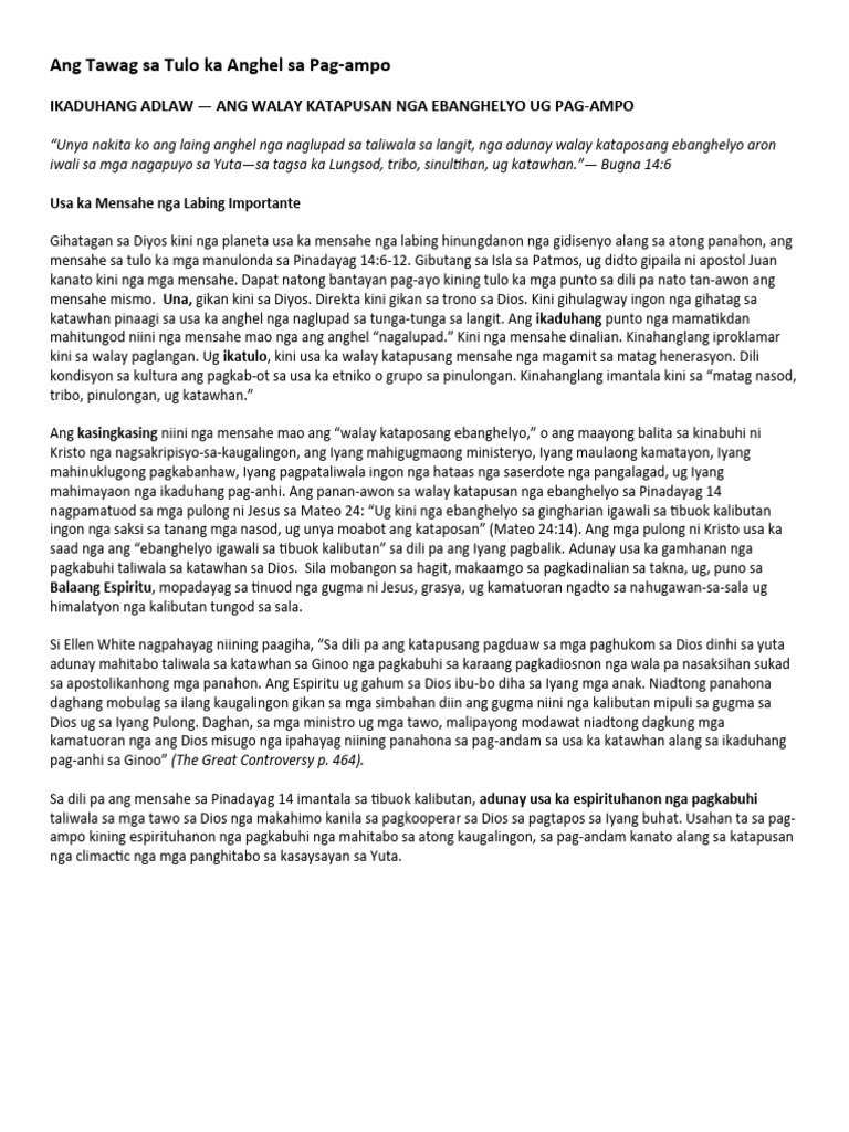 Ang Tawag Sa Tulo Ka Anghel Sa Pag-Ampo | PDF