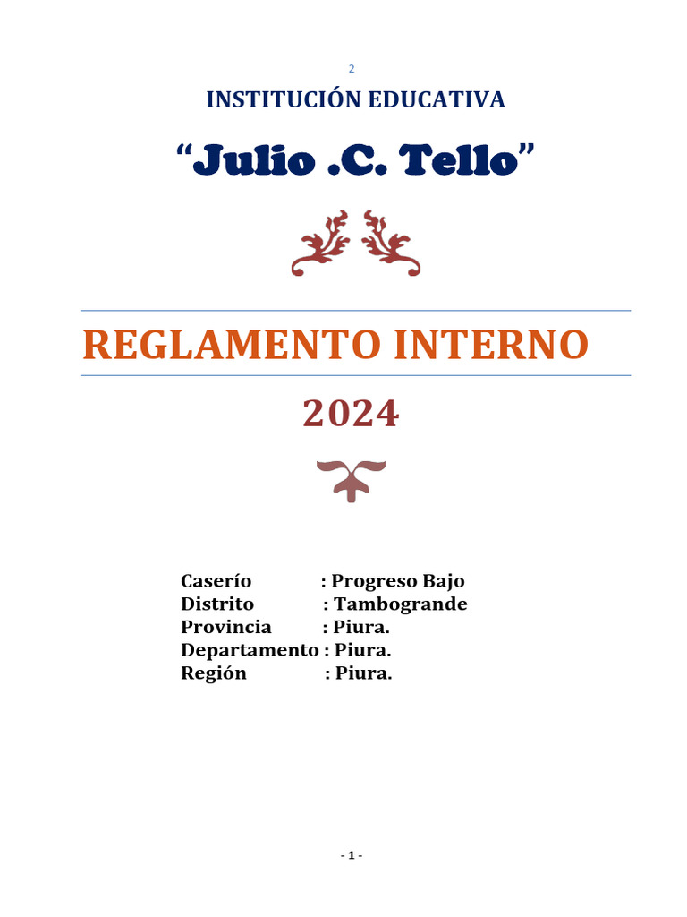 Reglamento Interno 2024 | Descargar gratis PDF | Evaluación | Pedagogía