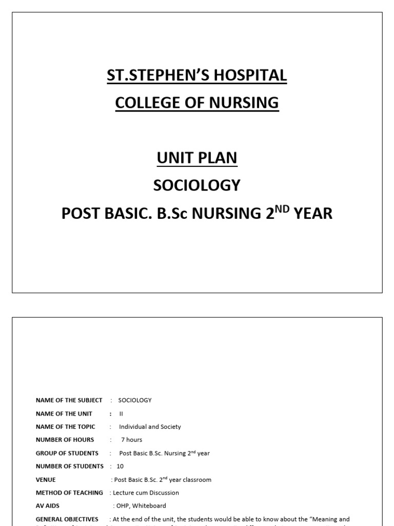 Unit Plan Sociology | PDF | Lecture | Sociology