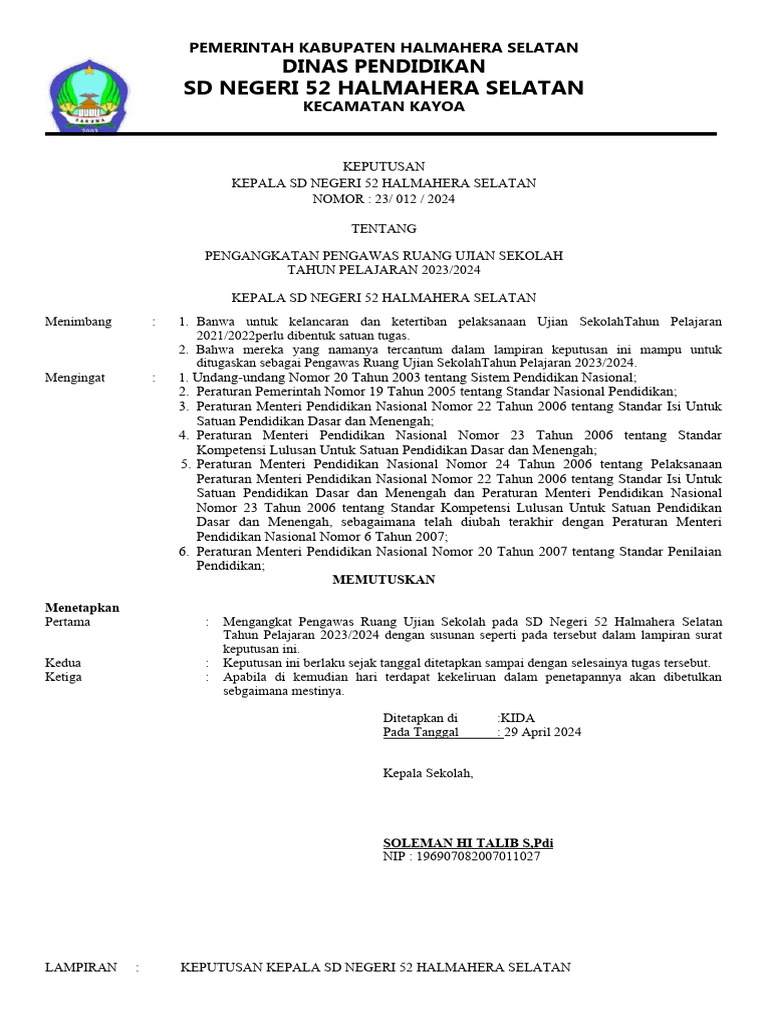 SK Pengawas 2024 | PDF