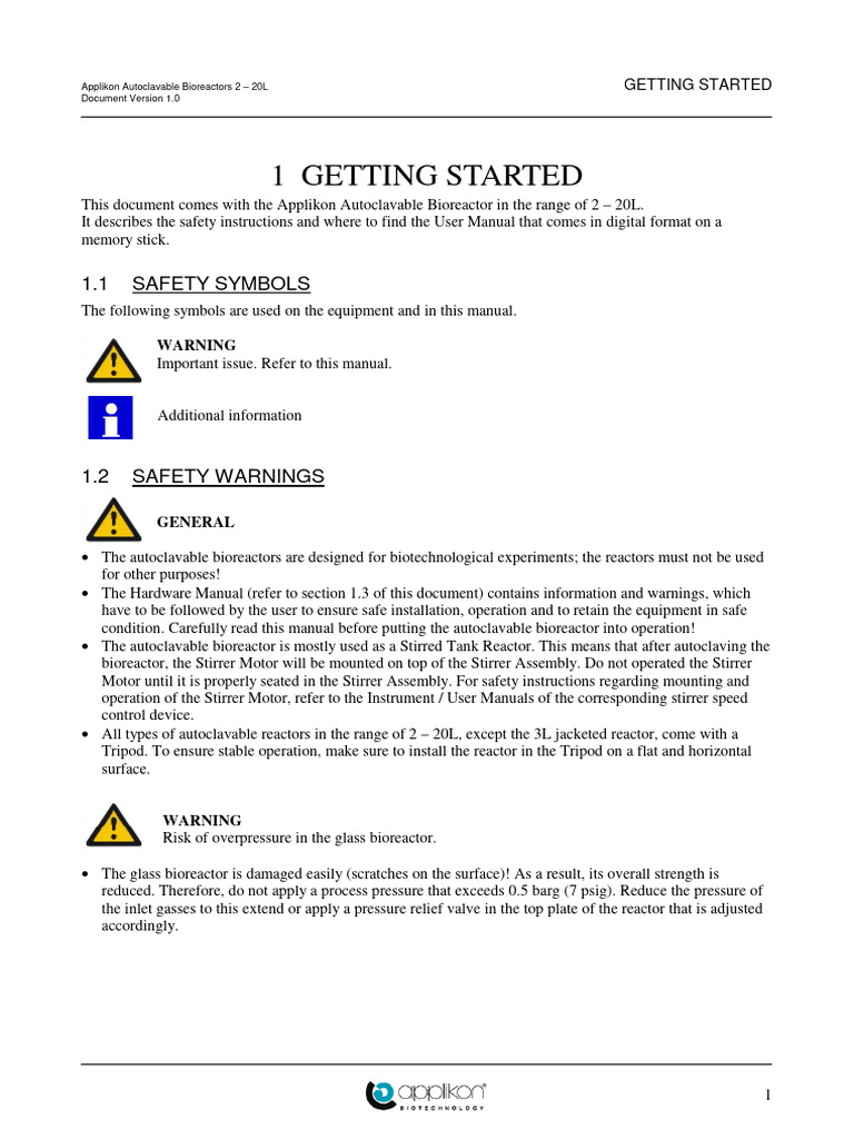 Getting Started Autoclavable Bioreactors V1 - 0 | PDF Getting Started Autoclavable Bioreactors V1 - 0 | PDF