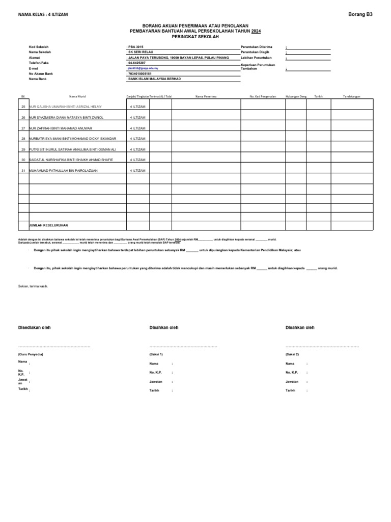BORANG B3 AKUAN PENERIMAAN BAP WARIS 4 Iltizam Page 3 | PDF